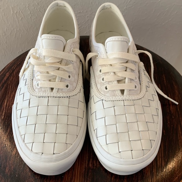 Vans | Shoes | Brand New White Leather Woven Platform Vans | Poshmark